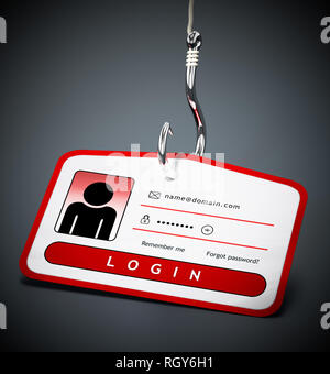 Hook on ID card with login credentials. 3D illustration Stock Photo - Alamy