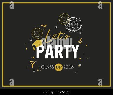 Graduation Class of 2018 greeting card and invitation template. Vector ...