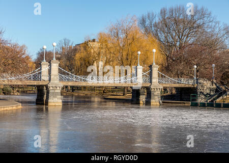 Suspension Bridge at Boston Lagoon, Boston, Massachusetts Stock Photo ...