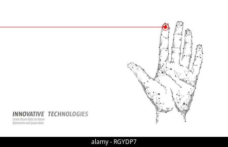 Low poly hand scan cyber security. Personal identification fingerprint ...