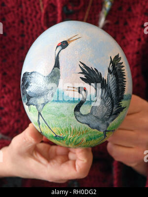 Sandkrug, Germany. 30th Jan, 2019. Christiane Gohlke, artist, shows an ...