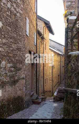The hill village of Casso in Friuli Venezia Giulia, north east Italy ...