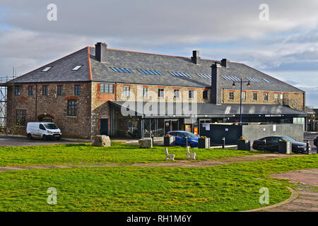 Old warehouse converted into a bar and restaurant Stock Photo - Alamy
