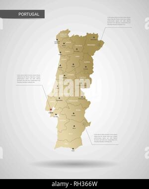 Portugal political map of administrative divisions - districts. Grey ...