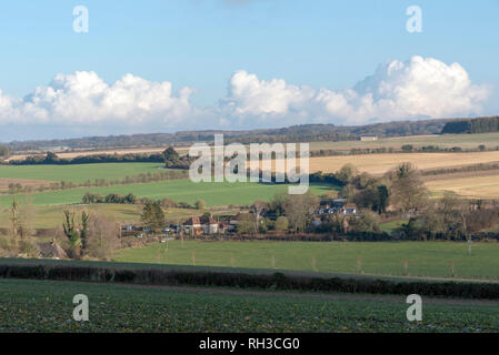 Candover Valley, Hampshire, England, UK. January 2019. A winter ...