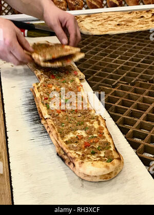 Turkish meat bread konya etli ekmek Stock Photo - Alamy