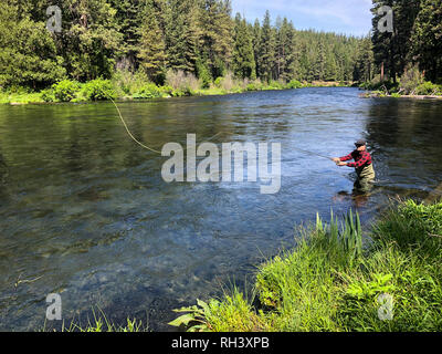 Metolius River Oregon Fly Fishing Trip with Fisherman Casting Stock ...