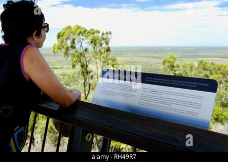Woman looking out at the Mount Inkerman lookout, Inkerman Queensland ...