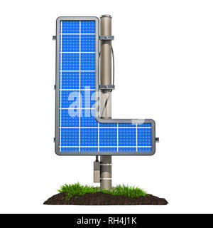 Alphabet letter P. Solar panel in shaped of letter P, 3D rendering ...