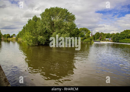 River Mersey at Howley weir the highest tidal point on the river Stock ...