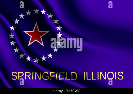 Springfield Illinois modern and realistic closeup flag illustration ...