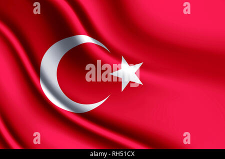 Turkey modern and realistic closeup flag illustration. Perfect for ...
