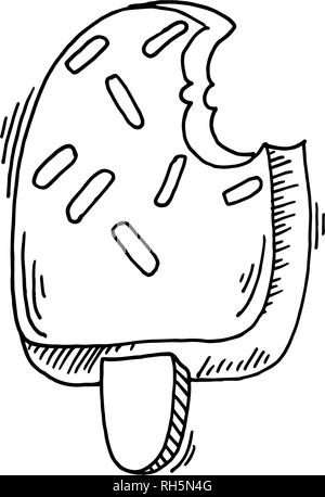 Ice lolly popsicle drawing hand painted with ink brush isolated on ...
