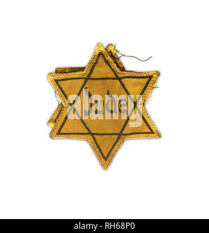 Hollocaust remembrance day, yellow star on gray and black fabric ...