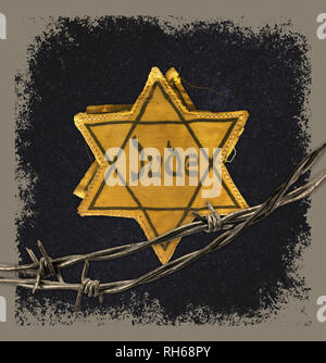 Hollocaust remembrance day, yellow star on gray and black fabric ...