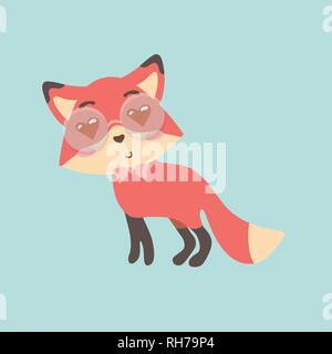 Cute fox cartoon on pastel background Stock Vector Image & Art - Alamy