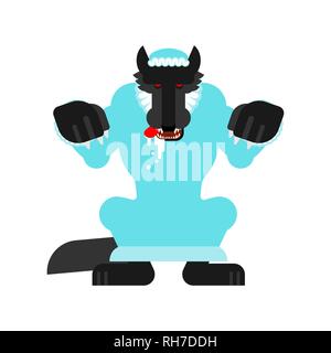 little red riding hood granny and wolf fairy tale cartoon vector ...