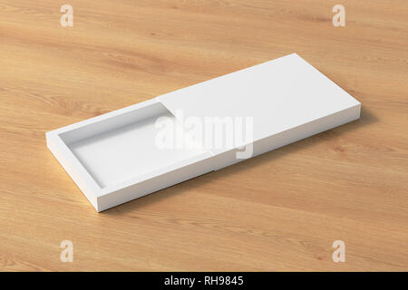 Blank opened white flat slide gift box on white background with ...
