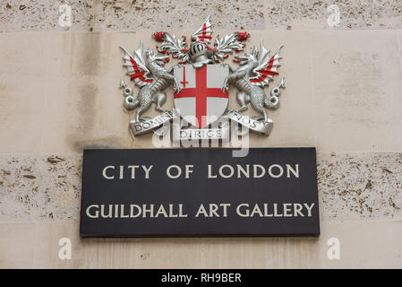 Guildhall Art Gallery Guildhall Sign Gresham Street City Of London UK ...
