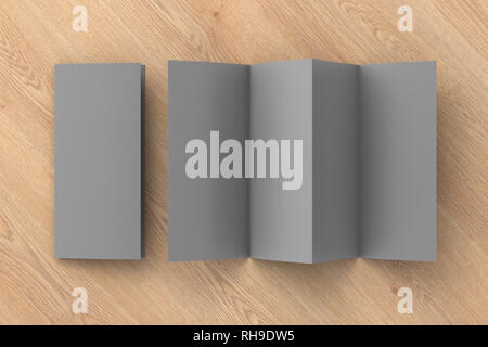 Blank gray folded paper leaflet on white background. Eight pages, four ...