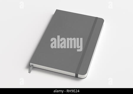 Gray vertical notebook with elastic band on white background Stock ...