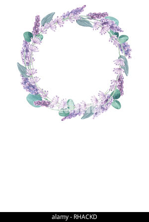 Watercolor floral wreath isolated on white background. Natural hand ...