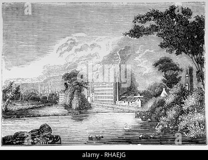 Lombe's silk mill, Derby: Throwing (twisting) silk by hand. While the ...