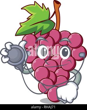 Professor red grapes fruit isolated in character Stock Vector Image ...