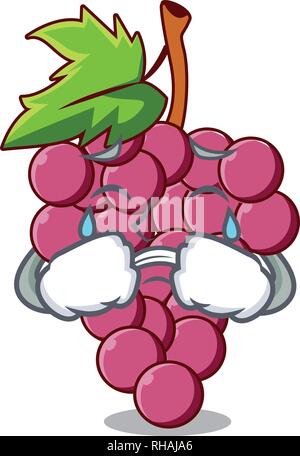 Grape character with crying and tears emotion, sad face, depressive ...