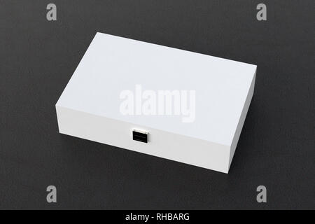 Black closed long box or casket on white background Stock Photo - Alamy