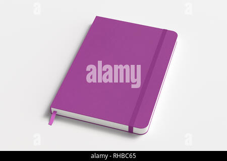 Magenta vertical notebook with elastic band on white background Stock ...