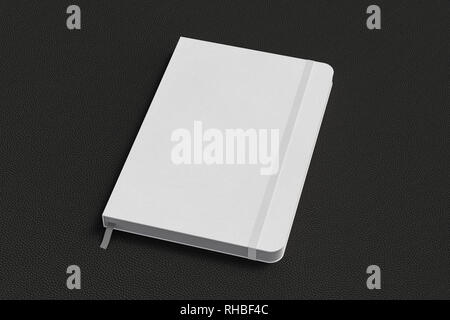 White vertical notebook with elastic band on white background Stock ...