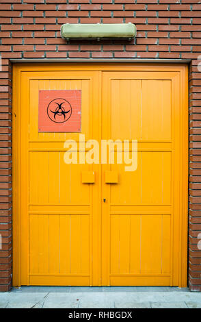 Radioactive warning sign lamp Stock Photo - Alamy