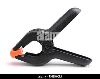 Black and orange spring clamp isolated on white background. Set of ...