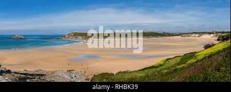 Surfing at Crantock Bay Newquay Cornwall England uk Stock Photo - Alamy