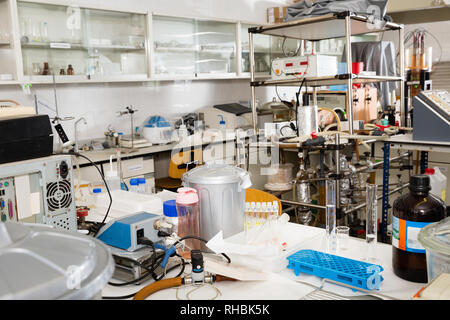 Interior of chemical laboratory equipped with different tools Stock ...