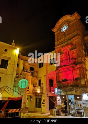Night view of the main square of Cisternino with Christmas decoration ...