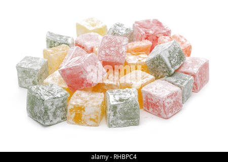 Mixed Turkish delight isolated on white background. Traditional Turkish ...