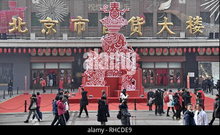 Festive atmosphere on Wangfujing Street in Beijing, China. 28th Jan ...