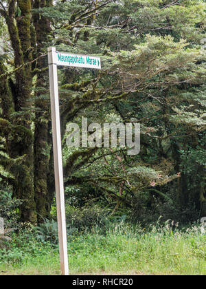 Sign post for Maungapohatu Marae, Taupeupe Saddle, State Highway 38, Te ...