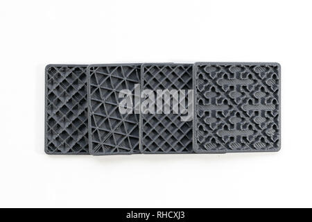 Different types of infill on 3d printed objects, white background Stock ...