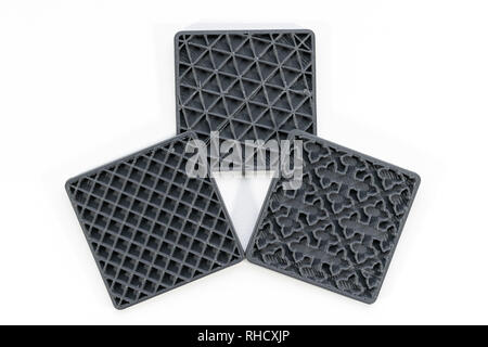 Different types of infill on 3d printed objects, white background Stock ...