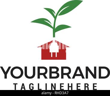 Creative Plug Plant Logo Vector Symbol Design Icon Stock Vector Image ...