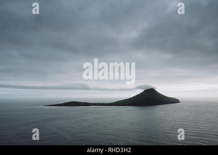 The odd shaped island of Koltur just off the coast of Streymoy in the ...