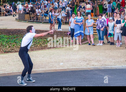 A mime artist performing in front of a crowd at Fringe World Festival ...