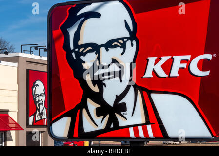 KFC restaurant with sign featuring Colonel Sanders Stock Photo - Alamy