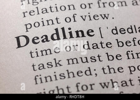 Fake Dictionary, Dictionary definition of the word deadline. including ...