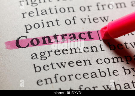Fake Dictionary, Dictionary definition of the word contract. including key descriptive words ...