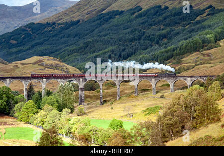 The Jacobite steam train heading towards Fort William from Mallaig in ...