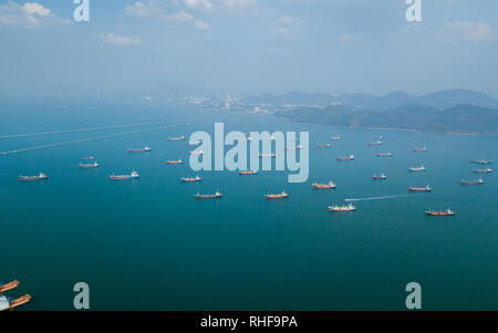 Aerial view of Sriracha industrial port, Chonburi, Thailand Stock Photo ...